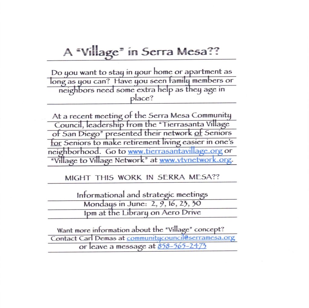 Village Flyer – Serra Mesa Community Council